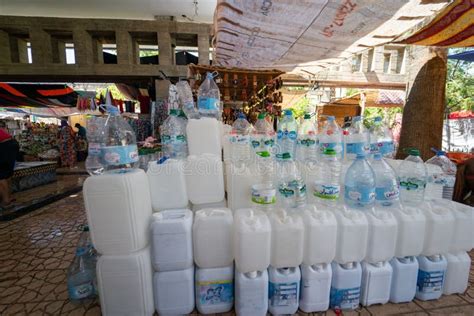Stack Of Empty Plastic Water Containers In Sidi Harazem Editorial Stock