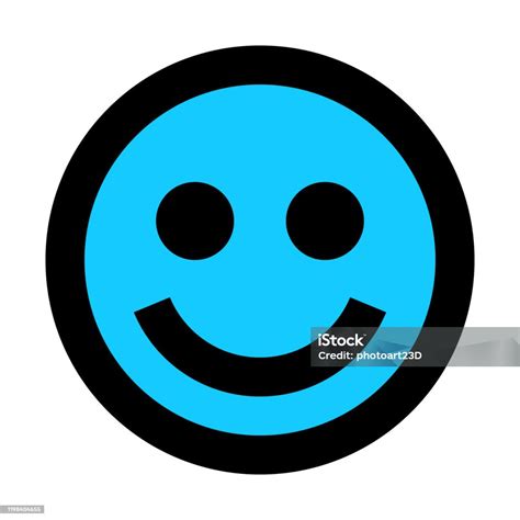 웃는 얼굴 미소 검은 색 윤곽선 파란색 테마 벡터 일러스트레이션 2차 도형에 대한 스톡 벡터 아트 및 기타 이미지 2차 도형