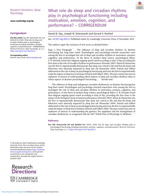 Pdf What Role Do Sleep And Circadian Rhythms Play In Psychological