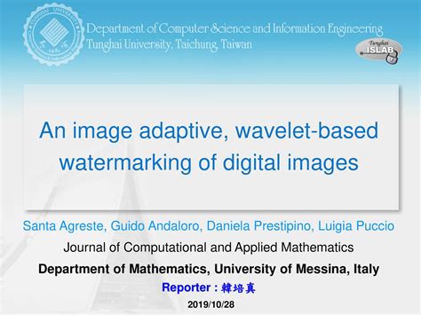 an image adaptive wavelet based watermarking of digital images ppt
