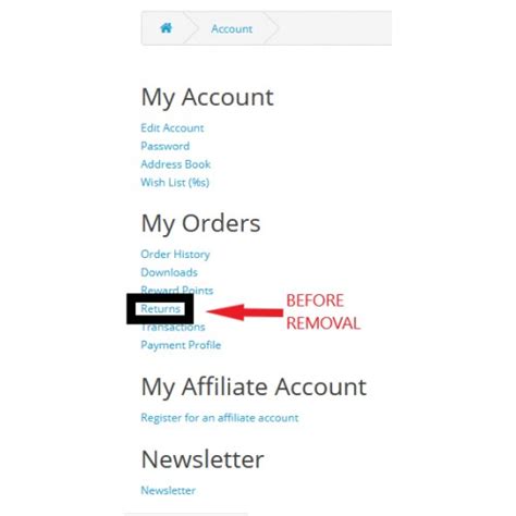 Opencart Remove Returns Opencart 3x And 4x