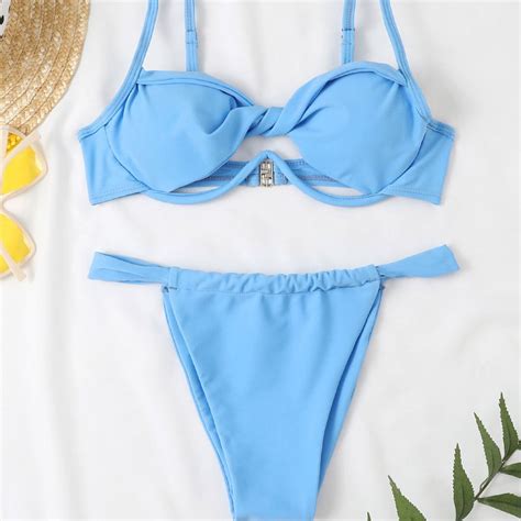 Twist Trim Cut Out Push Up Underwire Brazilian Bikini Sunnybikinis