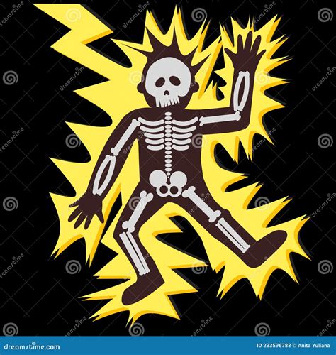 Man Strucked By Lightning Cartoon Illustration Isolated Stock