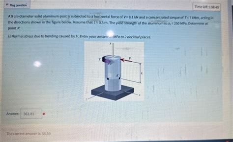 Solved A 9 Cm Diameter Solid Aluminum Post Is Subjected To A