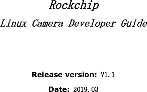 Rockchip Linux Camera Developer Guide V11