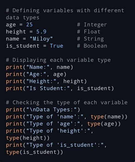 🌟 Exploring Python Data Types The Foundation Of Data Management 🌟 Nosib Aktar Miloy