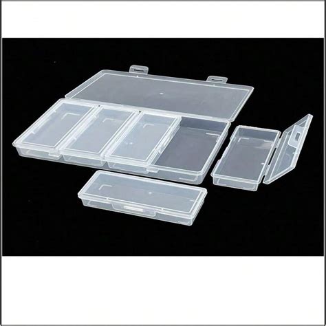 Rectangular Clear Plastic Storage Containers Box With Hinged Lid For Beads And Other Small Craft
