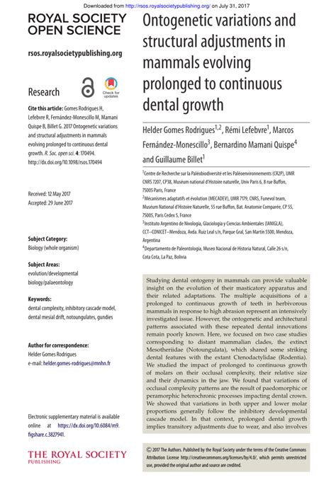 Pdf Ontogenetic Variations And Structural Adjustments In Mammals Evolving Prolonged To