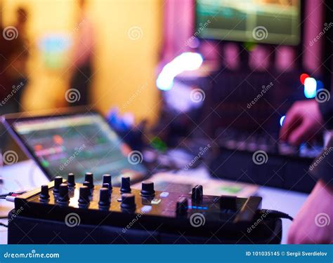 Sound Mixing Controller For Hip Hop Dj To Scratch Records Mix Live Music Tracks At Night Party
