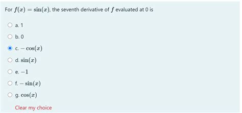 Solved For Fxsinxfxsin⁡x The Seventh Derivative
