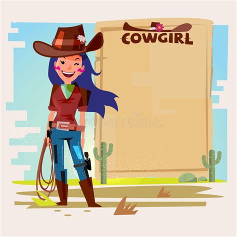 Cartoon Cowgirl With Lasso Stock Illustration Illustration Of Clothing