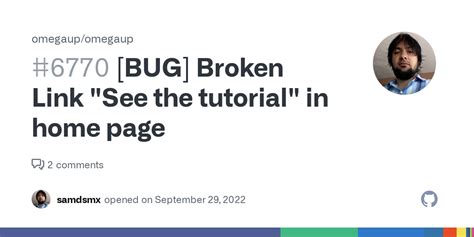 Bug Broken Link See The Tutorial In Home Page · Issue 6770
