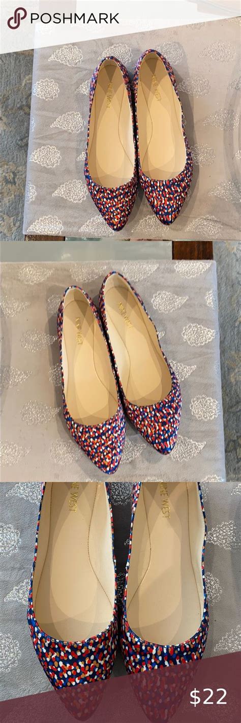 Colorful Dotted Nine West Flats Versatile Shoes For Women
