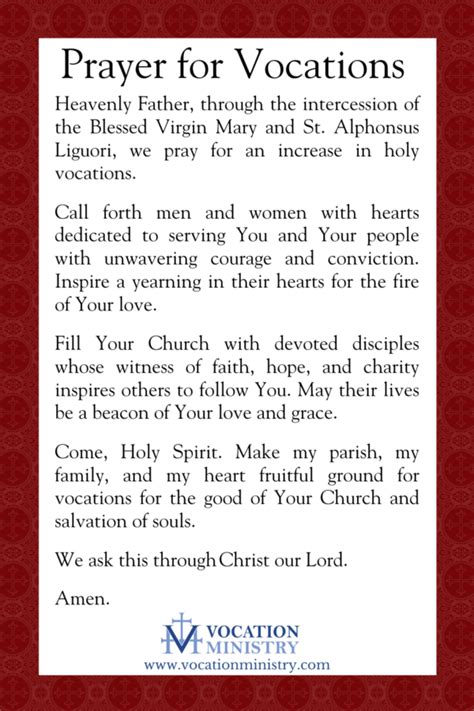 Prayer Card Saint Alphonsus Liguori Prayer For Vocations Pack Of 50