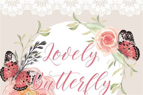The Words Lovely Butterfly Are Surrounded By Pink Flowers And