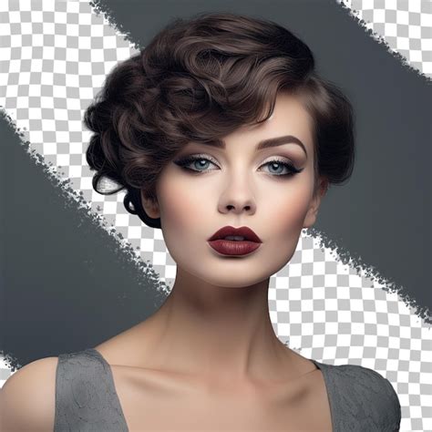 Premium Psd A Model With A Red Lip And A Green Eye Shadow