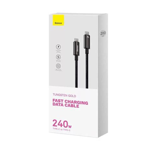 Baseus Tungsten Gold USB C USB C kábel 240W 2 m fekete Baseus hu Webáruház Prémium
