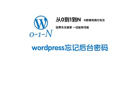 Wordpress忘记后台密码 跨境电商付先生