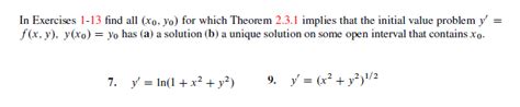 solved in exercises 1 13 find all xo yo for which theorem