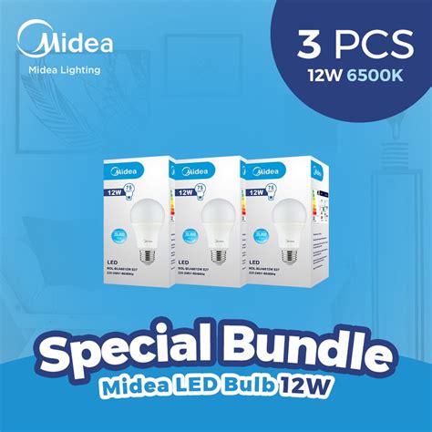 Jual [bundle] Midea Lighting Lampu Led Bulb 12w 6500k Cool Daylight