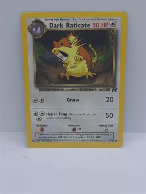 POKEMON TCG WOTC Team Rocket Set Dark Raticate 51 82 EUR 1 43 PicClick IT