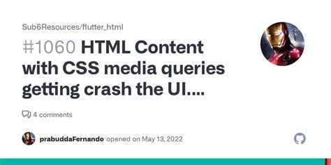 Html Content With Css Media Queries Getting Crash The Ui Bug · Issue