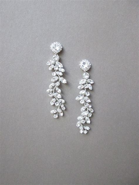 Bridal Crystal Earrings Long Earrings Crystal Linear Earrings The