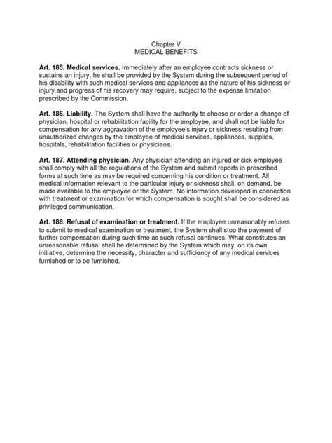 Medical Benefits Labor Code Arts 191 185 196 190 Pdf