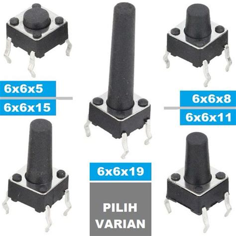 Jual TACTILE SWITCH PUSH BUTTON 6X6 MM 4P 4 PIN PUSH ON MOMENTARY