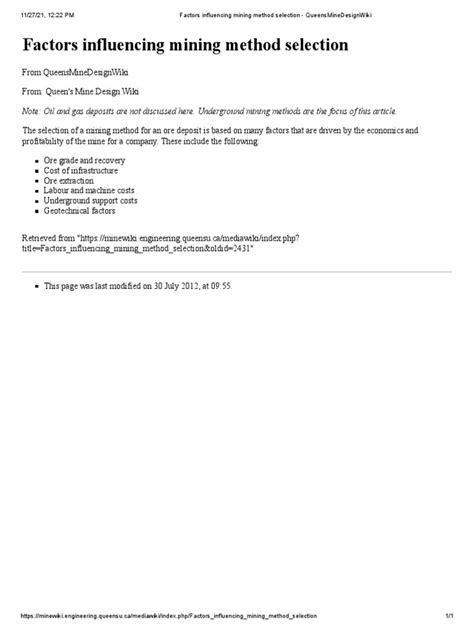 factors influencing mining method selection queensminedesignwiki pdf