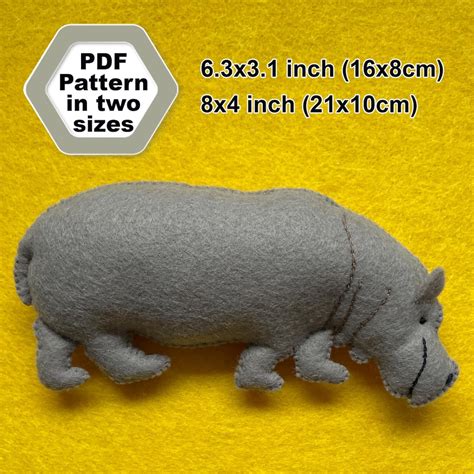 Felt Hippo Sewing Pattern And Tutorial Pdf And Svg Etsy