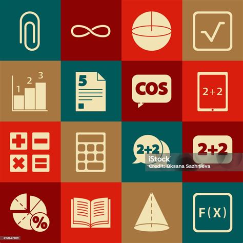 Set Function Mathematical Symbol Tablet With Calculator Geometric