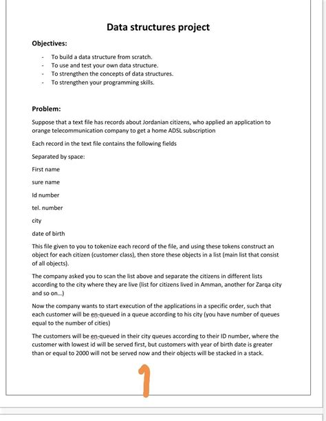 Solved Data Structures Project Objectives To Build A Data