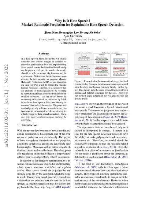 PDF Why Is It Hate Speech Masked Rationale Prediction For