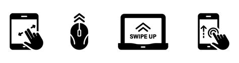 Swipe Button On Smartphone Computer Pc Silhouette Icon Set Slide