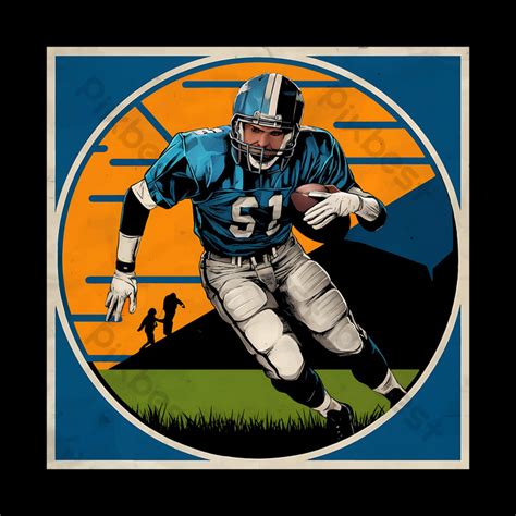 American Football Player Illustration Vector For Black T Shirt Design