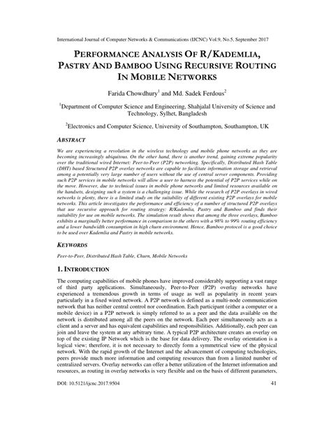 pdf performance analysis of r kademlia pastry and bamboo using