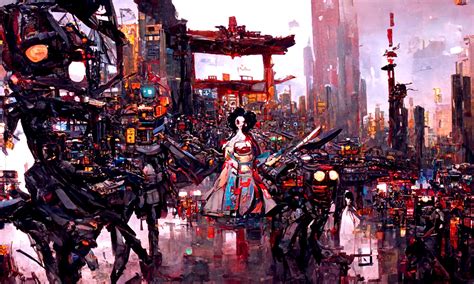 Artstation Ai Generated Concept Art Geisha In The City