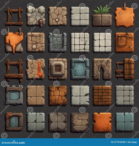 Collection Of Tiles For 2d Game Stock Illustration Illustration Of