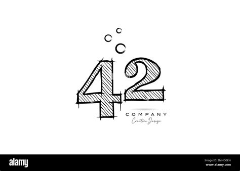 Hand Drawing Number 42 Logo Icon Design For Company Template Or