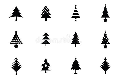 Set Of Christmas Tree Vectors Icon Stock Illustration Illustration Of