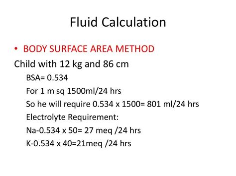 Maintenance Fluid Calculation