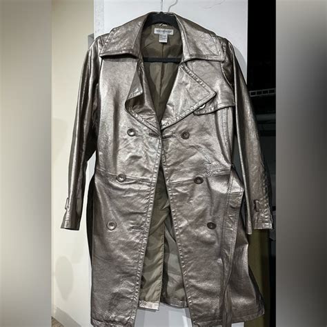 Newport News Jackets And Coats Metallic Leather Trench Coat Jacket By