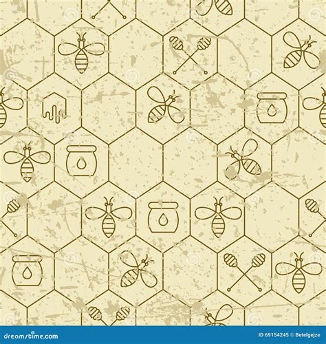 Bee Honey Dipper Honeycomb Beehive Black And White Icon Cartoon