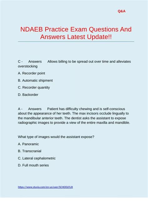 Ndaeb Practice Exam Questions And Answers Latest Update Ndaeb Stuvia Us