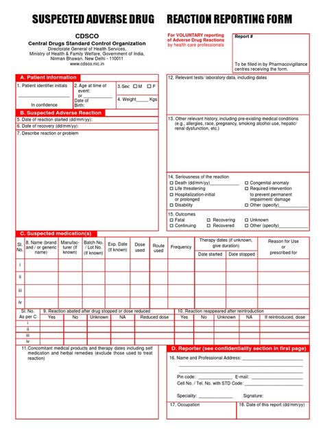 Adr Form Pdf File Pdf Pdf Pharmacovigilance Pharmacy