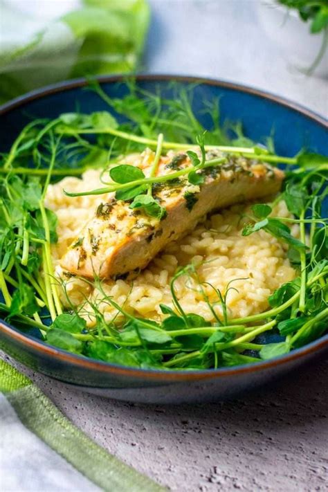 Creamy Salmon Risotto With Lemon And Pea Shoots Somebody Feed Seb