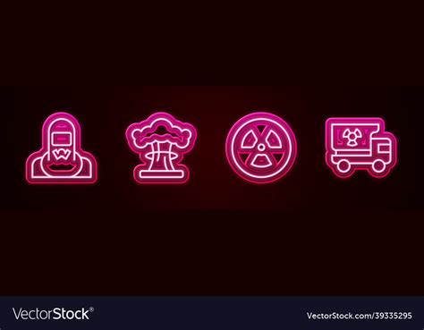 Set Line Nuclear Reactor Worker Explosion Vector Image