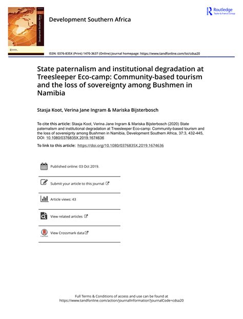 Pdf State Paternalism And Institutional Degradation At Treesleeper Eco Camp Community Based