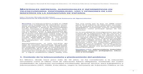 Materiales Impresos Telesecundaria · Pdf Filexi Congreso Nacional De